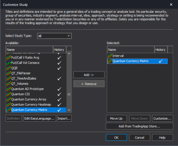 How to Configure Currency Matrix Indicator for TradeStation | Quantum